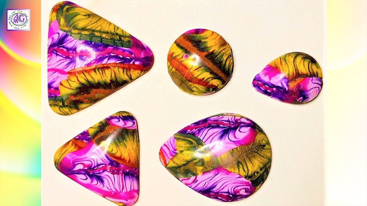 Easy Polymer Clay Leaf Canes - Mosaic Cabochons - Polymer Clay Tutorial ...