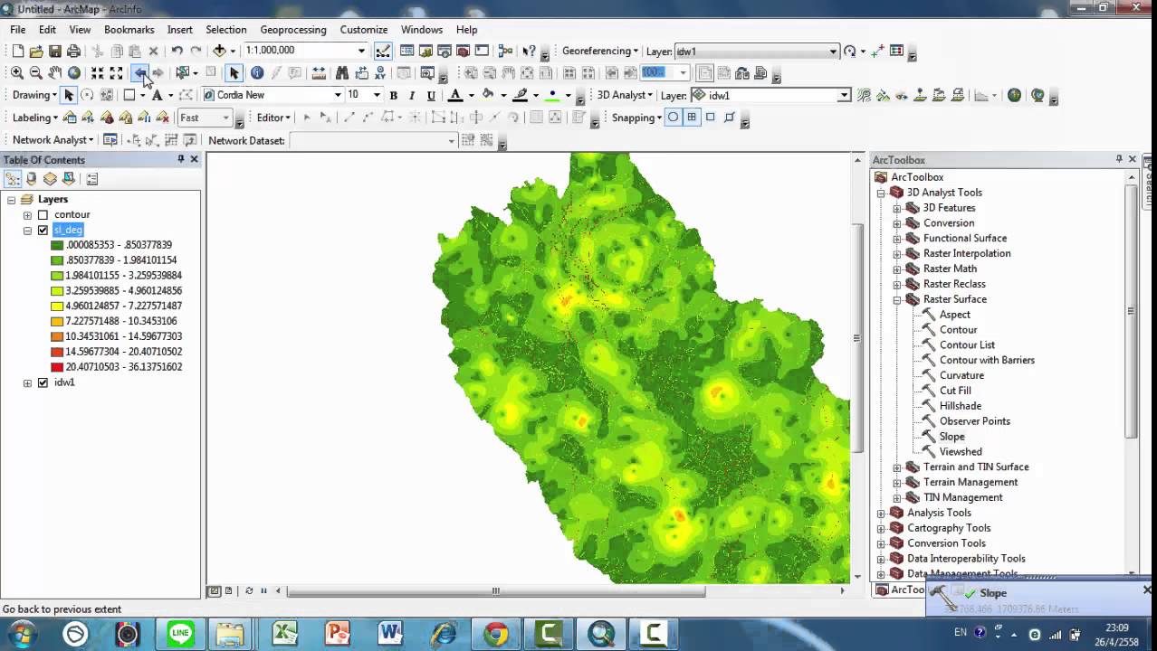 การใช้โปรแกรม ArcMap 10 บทที่ 6 การวิเคราะห์พื้นผิว (Surface Analysis) - YouTube