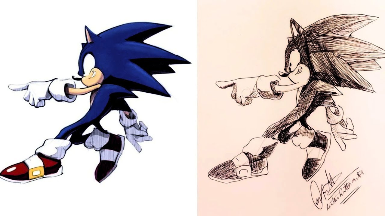 How to Draw Sonic the Hedgehog | Easy Stickman to Cartoon Art Tutorial ...