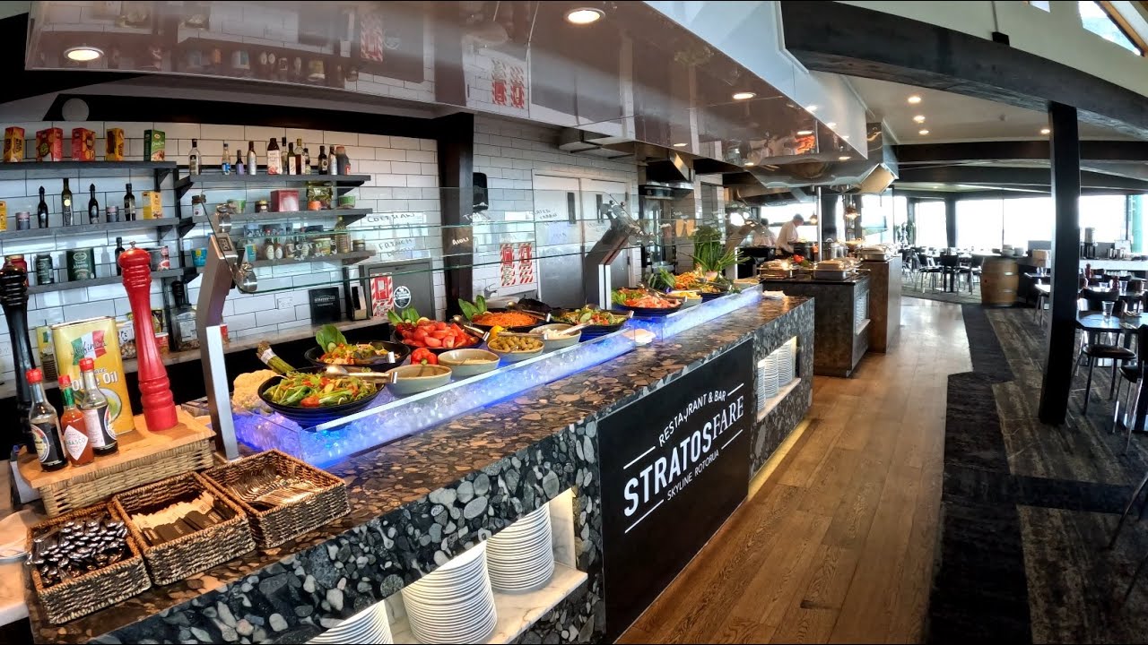 Stratosfare [60FPS] Panoramic Dining ☺️ Buffet 🌄 Rotorua 🇳🇿 [2023 ...