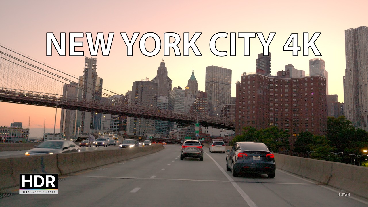 New York City 4K - Skyline Sunset Drive - USA - HDR - YouTube
