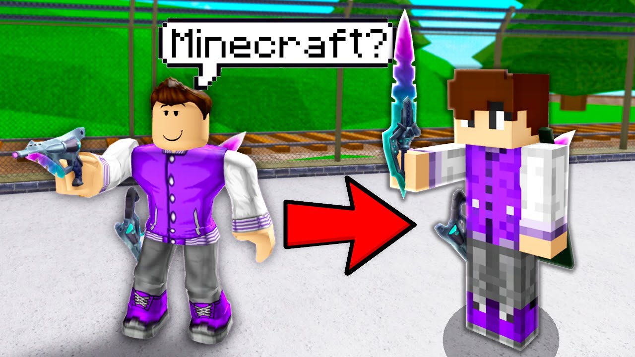 I played Roblox MM2 as a MINECRAFT Avatar.. (Murder Mystery 2) - YouTube