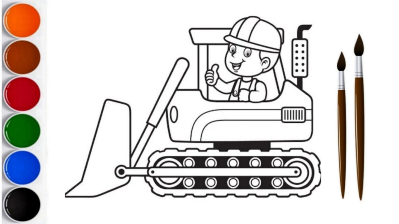 Excavator Drawing,painting and coloring for kids| Toddler| how to draw ...