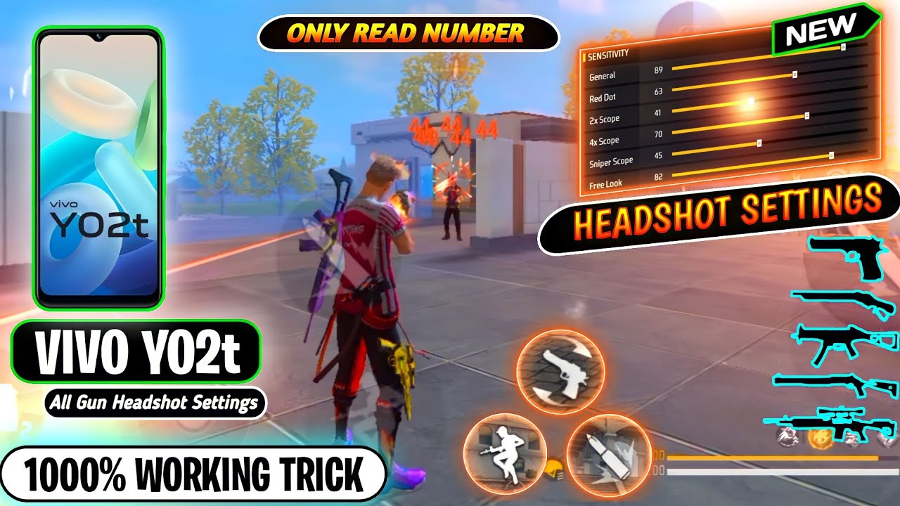 Free Fire " Headshot " Setting ⚙️ 2024 || Vivo YO2t [ 4GB RAM ...