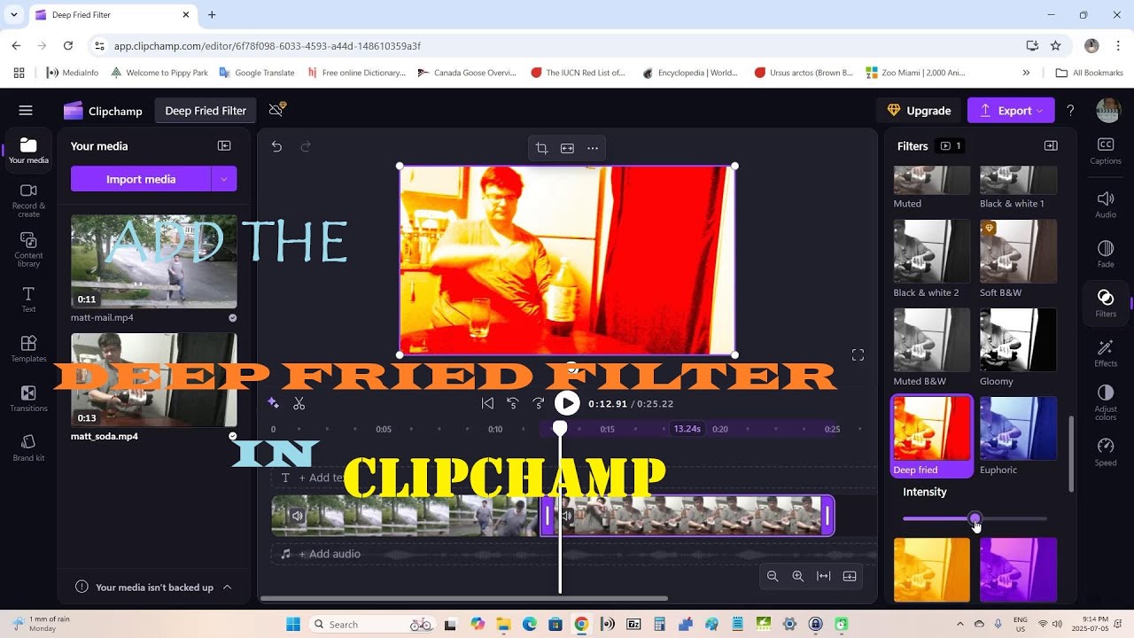 Add The Deep Fried Filter In Clipchamp - YouTube