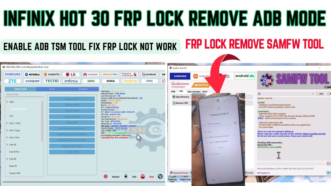 Infinix Hot 30 FRP Lock Remove ADB Mode SamFw tool | TSM Tool Enable ...
