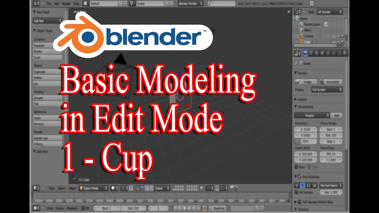 Basic Modeling Exercises in Edit Mode - 1 - Cup | Blender Myanmar ...