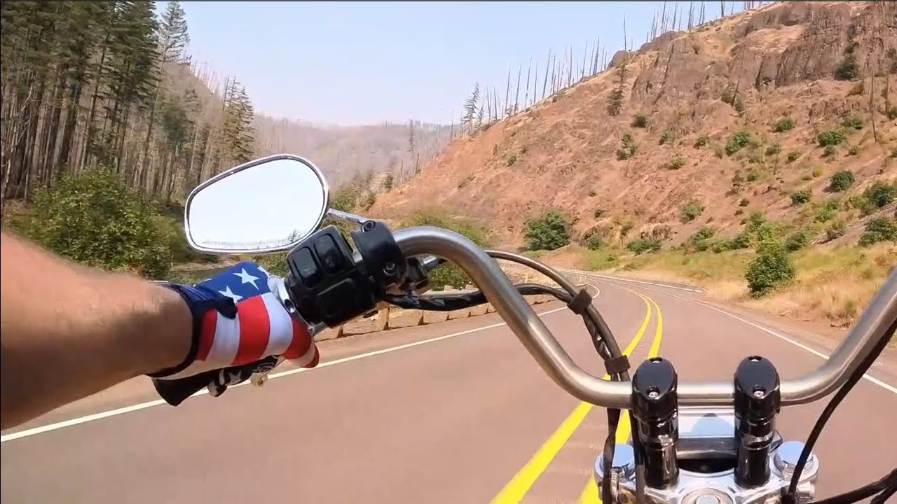 Harley Davidson solo POV Mt hood national forest. Wildfire aftermath ...