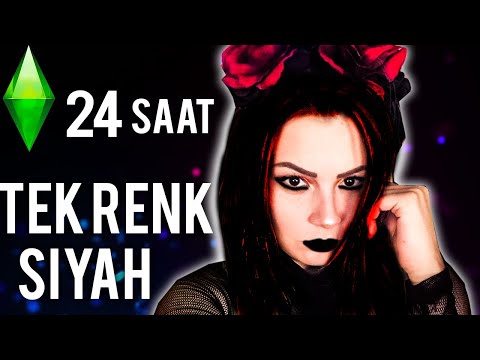 24 SAAT BOYUNCA HER ŞEY SİYAH !! (EV KIYAFET MAKYAJ) (The Sims 4 Tek Renk Challenge