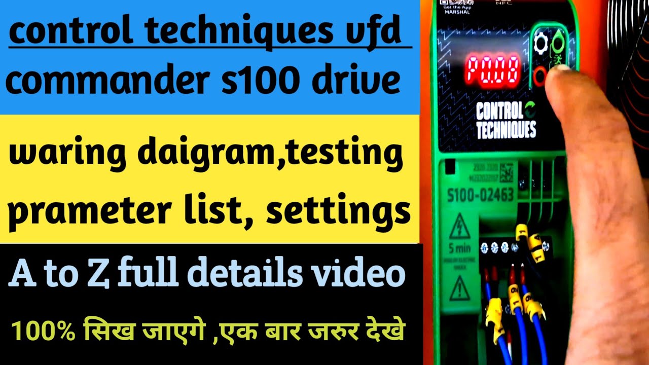 control techniques vfd || commander s100 waring settings || - YouTube