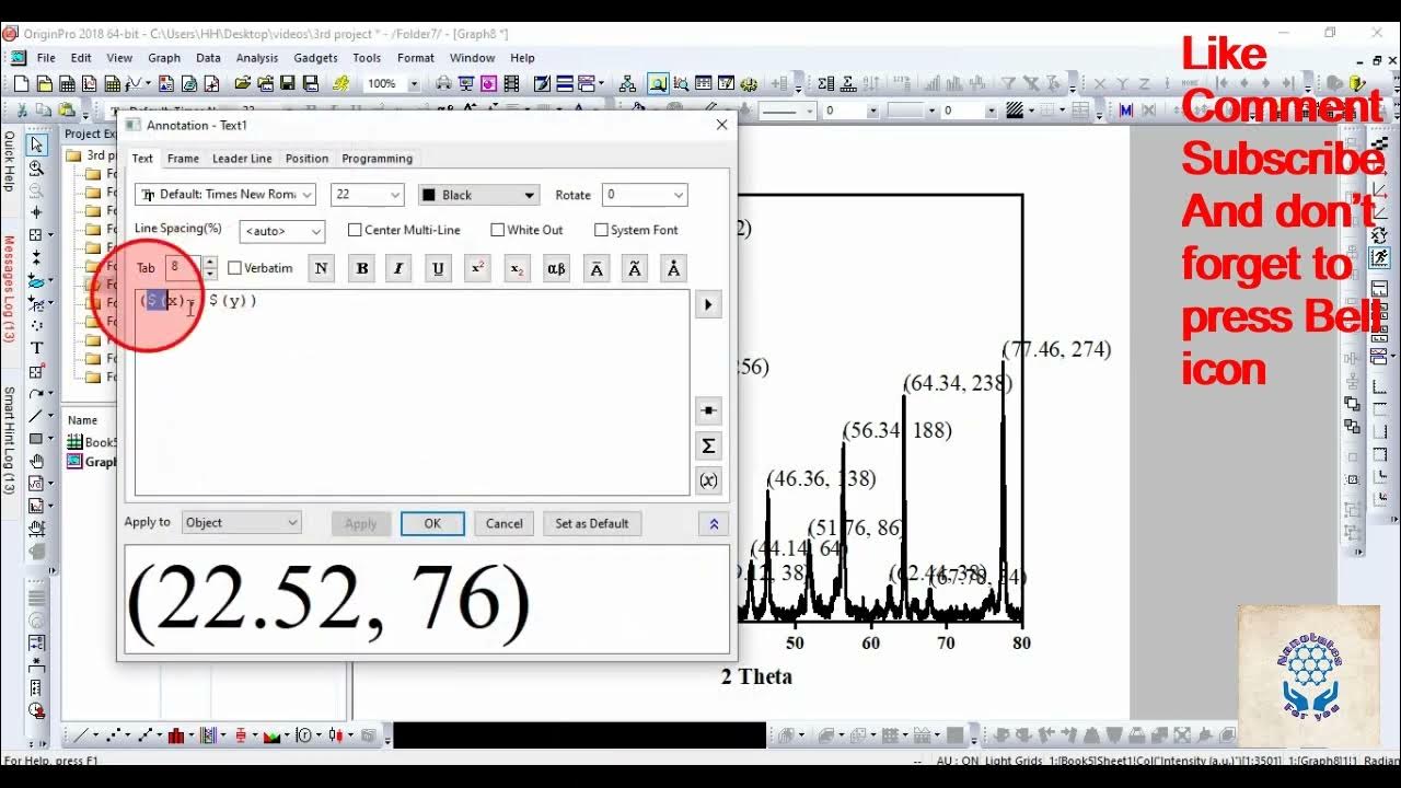 How to plot X Ray Diffraction pattern diffractogram in Origin Pro - YouTube