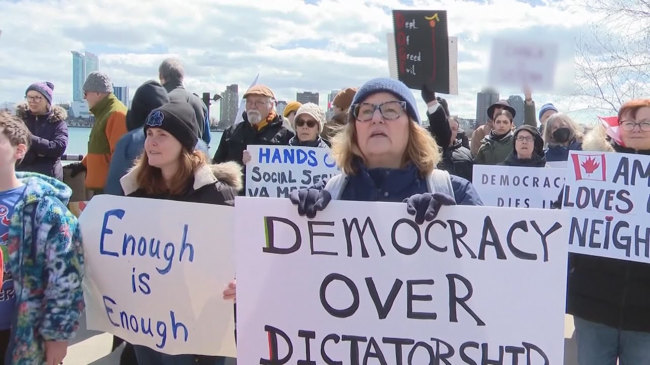 Protests against Trump tariffs held at US-Canada border in Detroit and ...