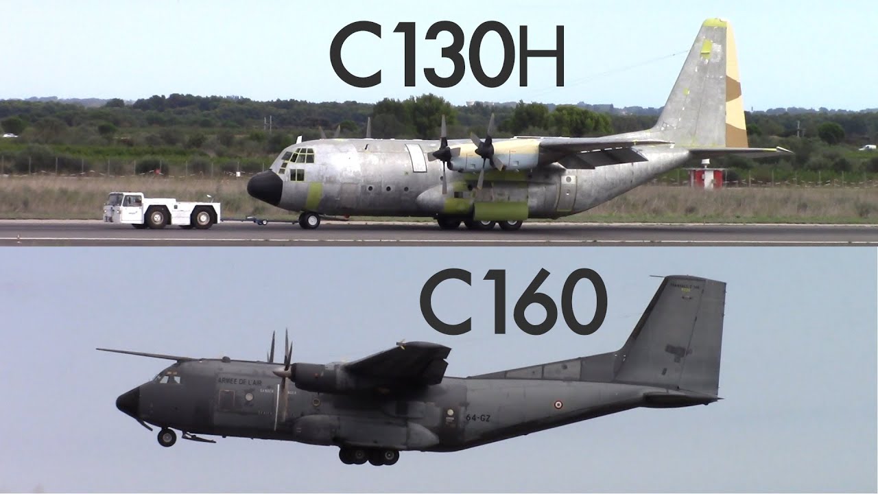 Military transport aircraft C130 / C160 Perpignan - YouTube