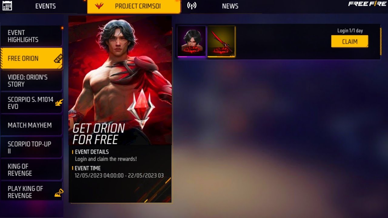 FF x FREE ORION CHARACTER🔥(TODAY ONLY)⚡- I Got Scorpio Fist/Orion/Evo Scorpio Bundle/CR7 for ...