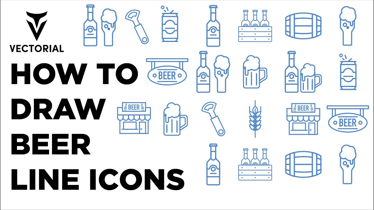 How to Draw Beer line icons in ADobe Illustrator - YouTube