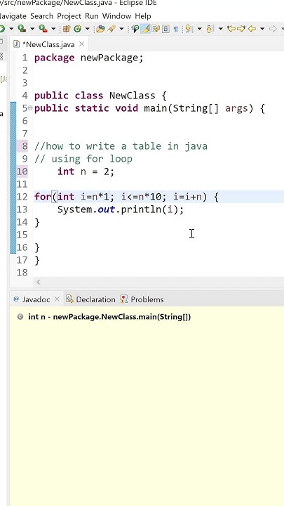 how to write a table in java using for loop? #shortfeed #java - YouTube