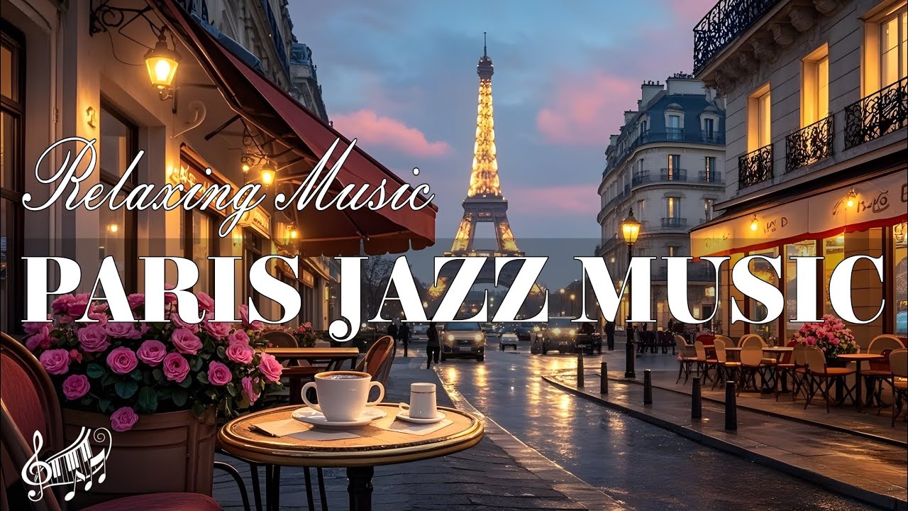 ☕Rainy Night at Paris Cafe Ambience with Smooth Jazz Music and Rain ...
