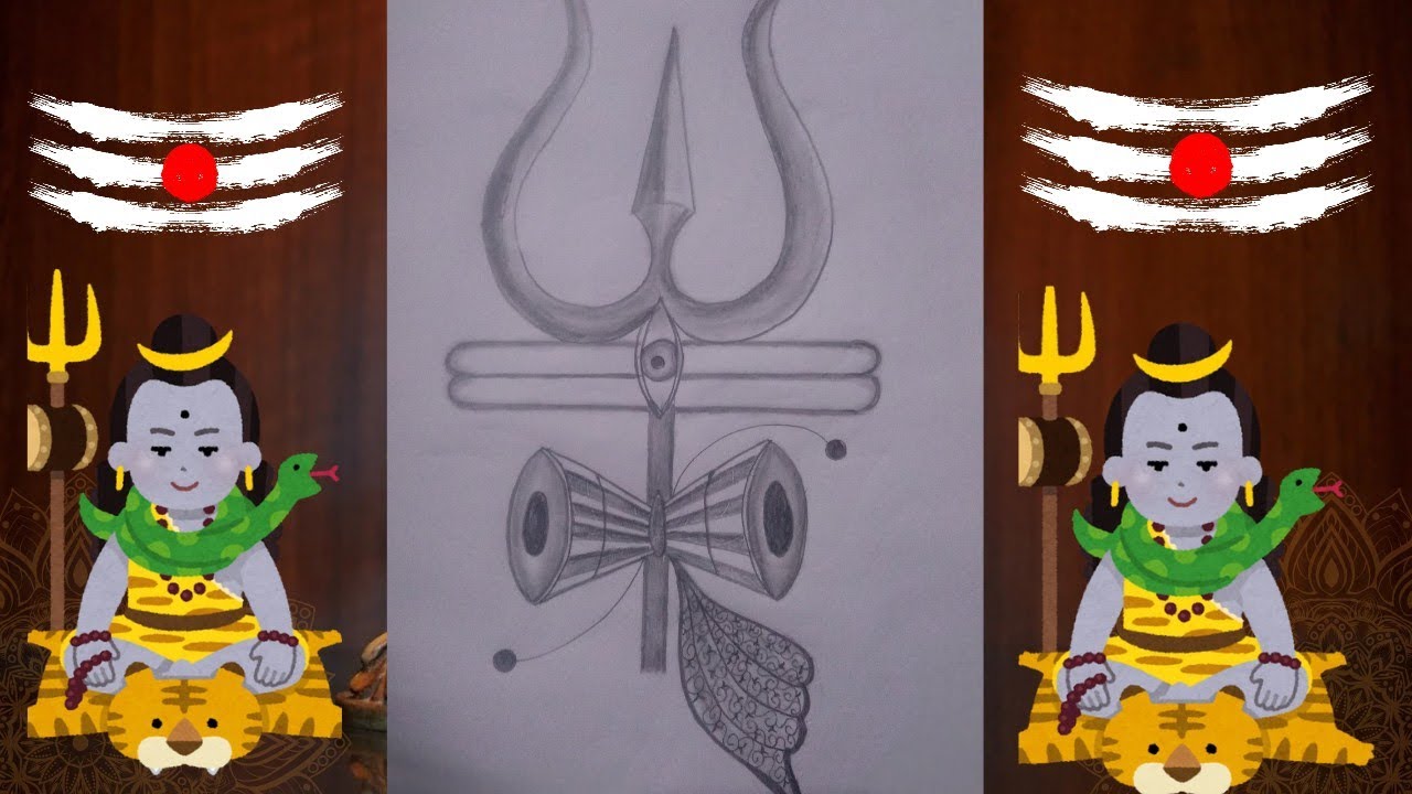 How to draw Trishul easy/Trishul drawing/#easydrawing#trishul# ...