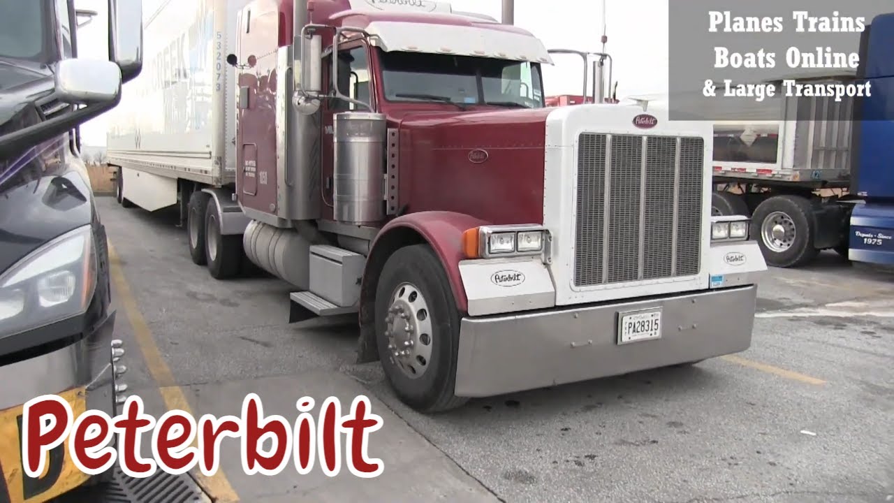 Burgundy Peterbilt Semi At Truck Stop In Ontario - YouTube