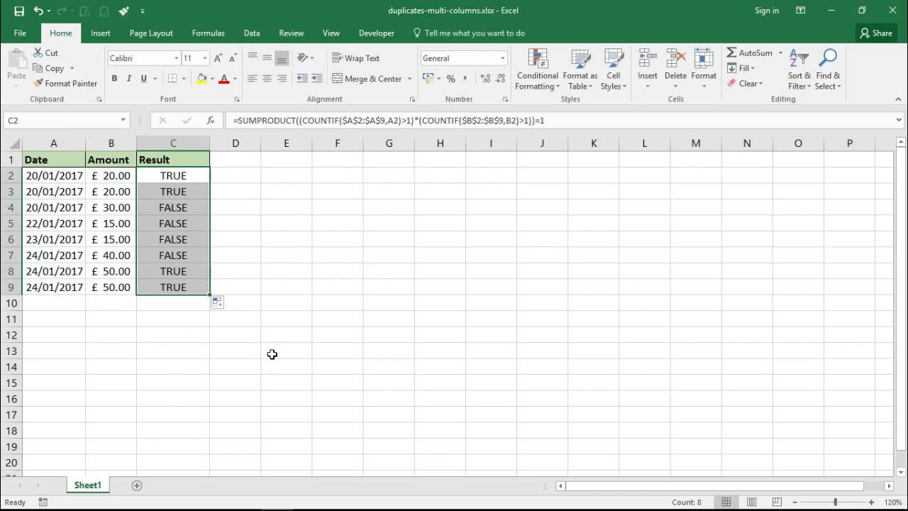 Highlight Duplicate Values in Two Columns - Excel Formula - YouTube