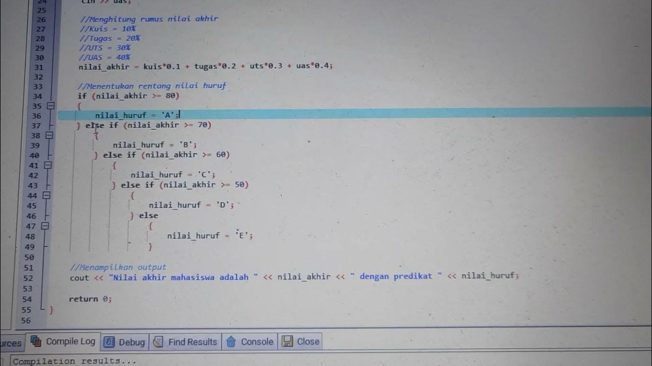 Penjelasan Source Code Program C++ untuk Menghitung Nilai Mahasiswa - YouTube