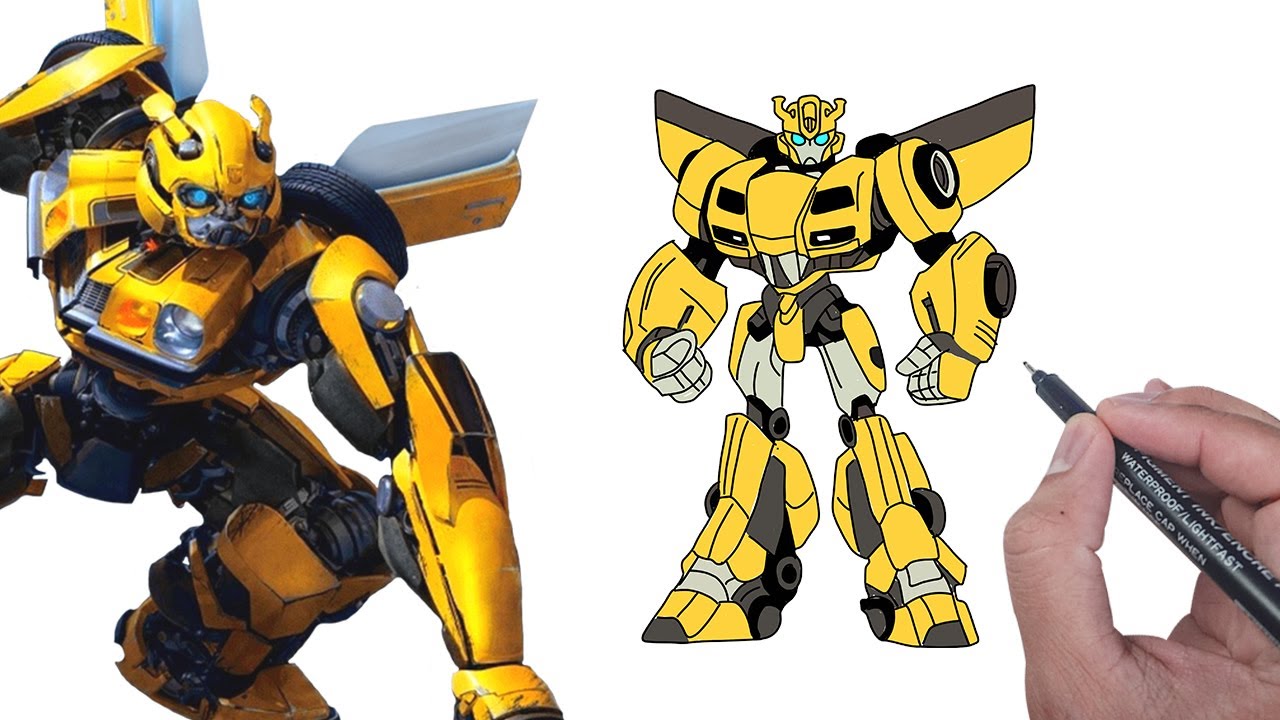 How To Draw Bumblebee Transfomer Easy - YouTube