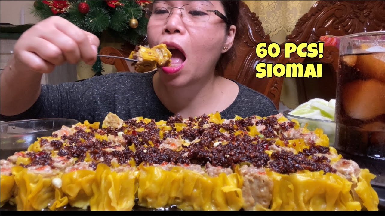 60 PCs.PORK SIOMAI | HOMEMADE CHILI GARLIC SAUCE MUKBANG - YouTube
