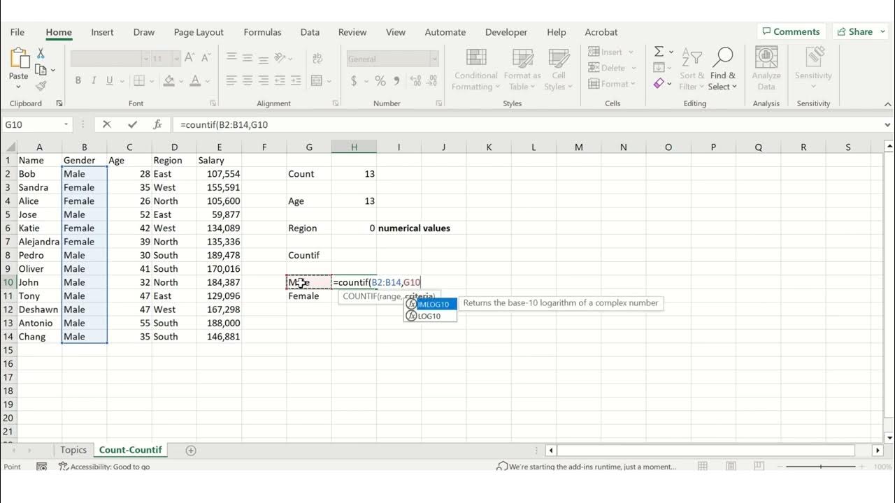 Learning Excel with Dr. Ted: Excel Count and Countif Functions ...