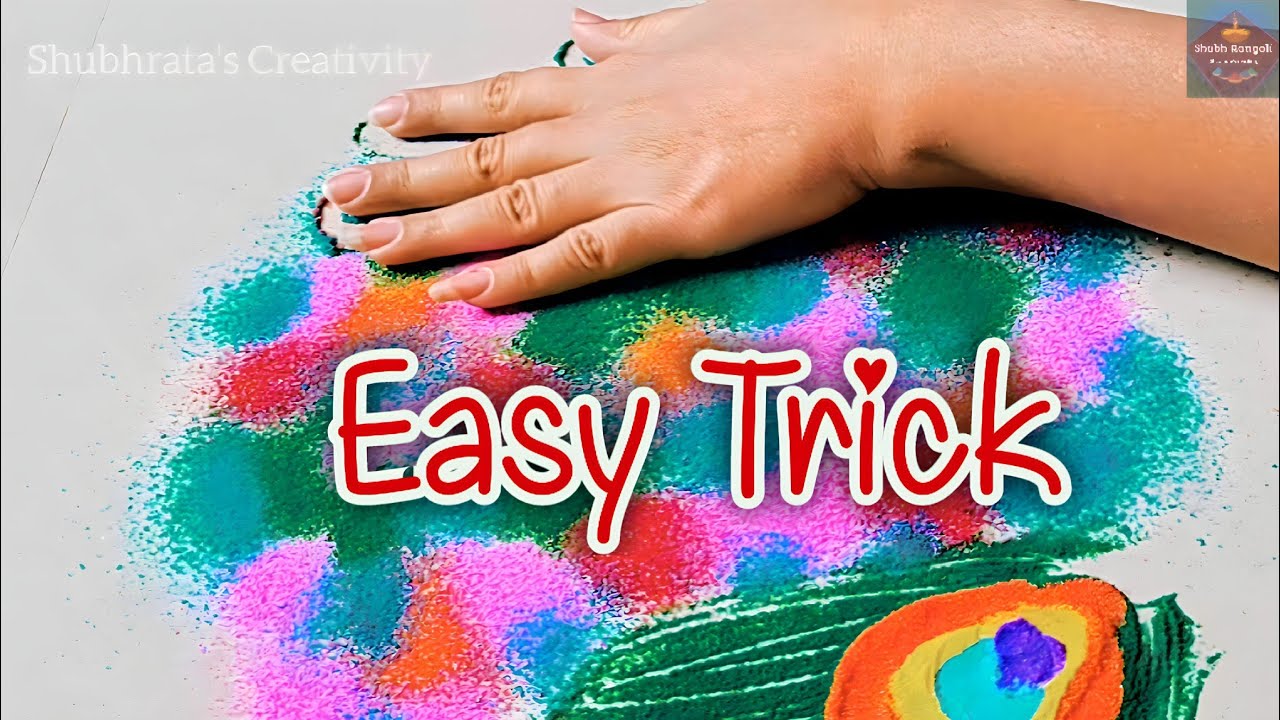 Very Quick & Colourful Holi Rangoli Design 🎨 || Holi Rangoli Easy Trick ...
