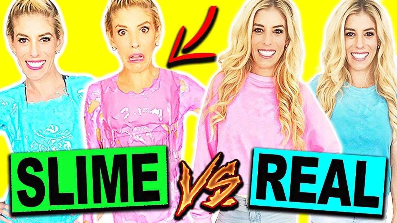 DIY SLIME CLOTHES VS. REAL CLOTHES CHALLENGE!! *Hilarious* - YouTube