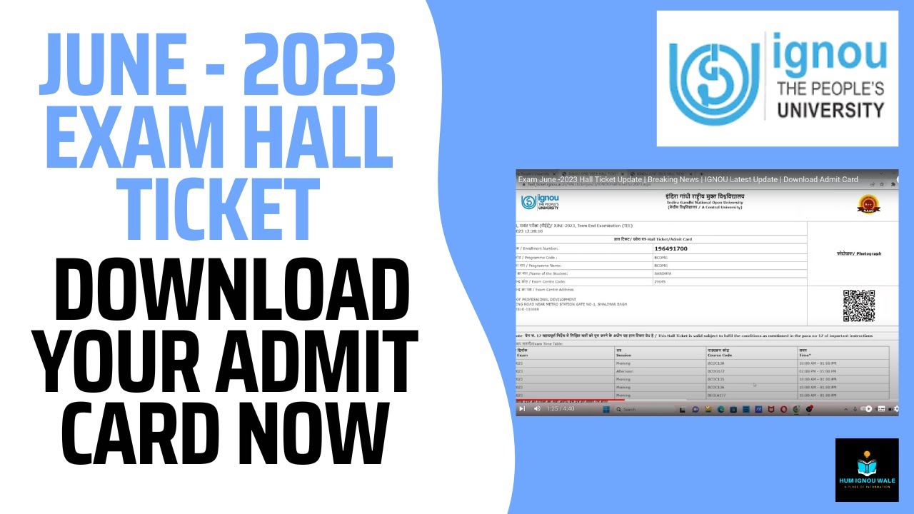 IGNOU Exam June -2023 Hall Ticket Update | Breaking News | IGNOU Latest ...