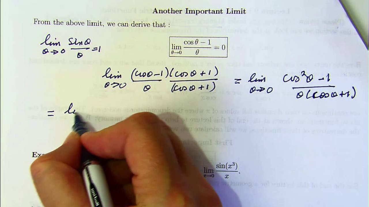 Limit Cos Theta Minus 1 Over Theta YouTube
