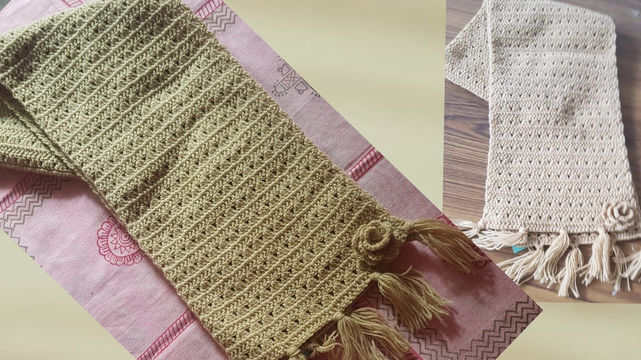 Easy & Beautiful Crochet Muffler tutorial for girls and ladies - YouTube