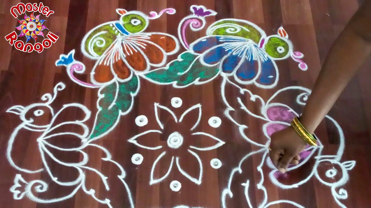 Simple butterfly kolam designs with7x4 Dots | chukkala muggulu with ...