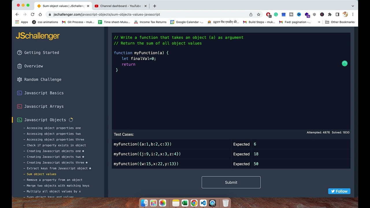 Sum Object Values Javascript Challenger 10 YouTube Sum Object Values Javascript Challenger 10 YouTube