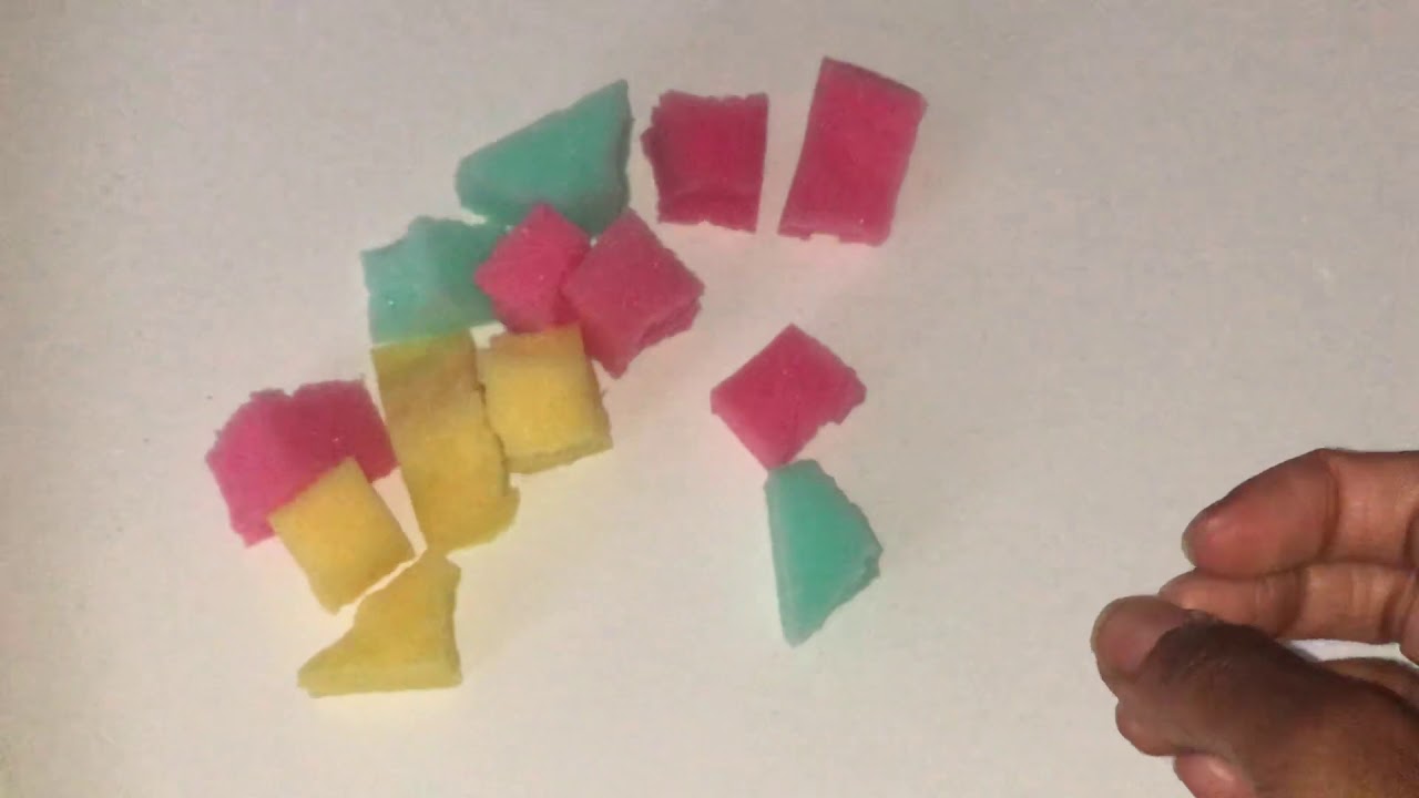 Dry ripping sponge pieces - YouTube