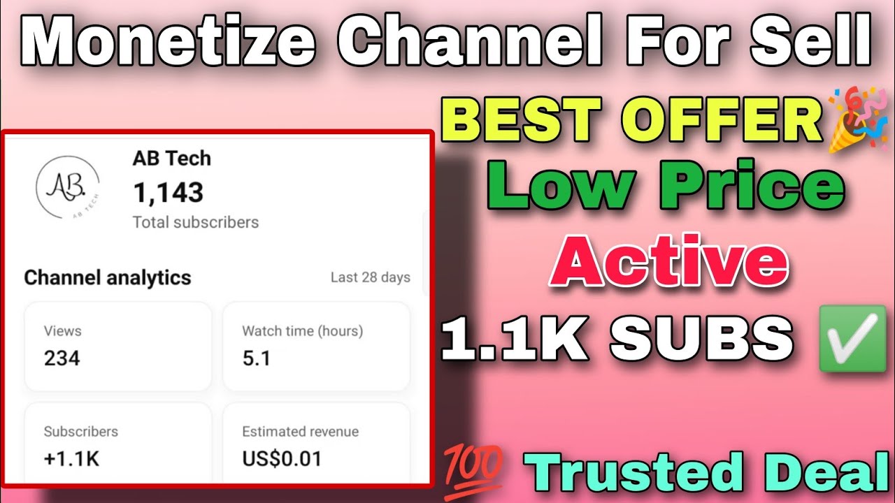 Monetize Vlog YouTube Channel For Sell | Tech channel for sell ...