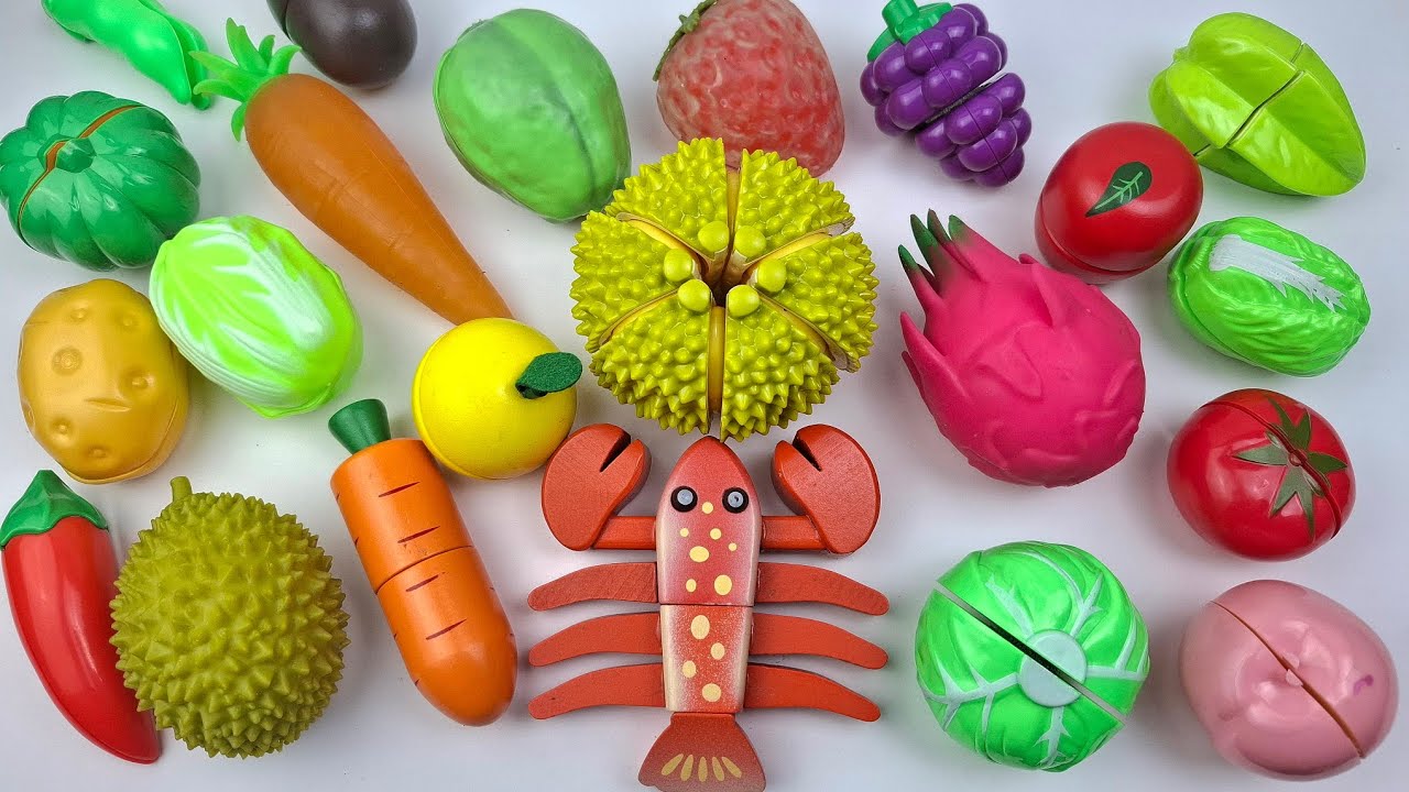How to Cutting Wooden & Plastic Fruit Vegetables, Cutting Durian, Watermelon, Satisfying Video ...