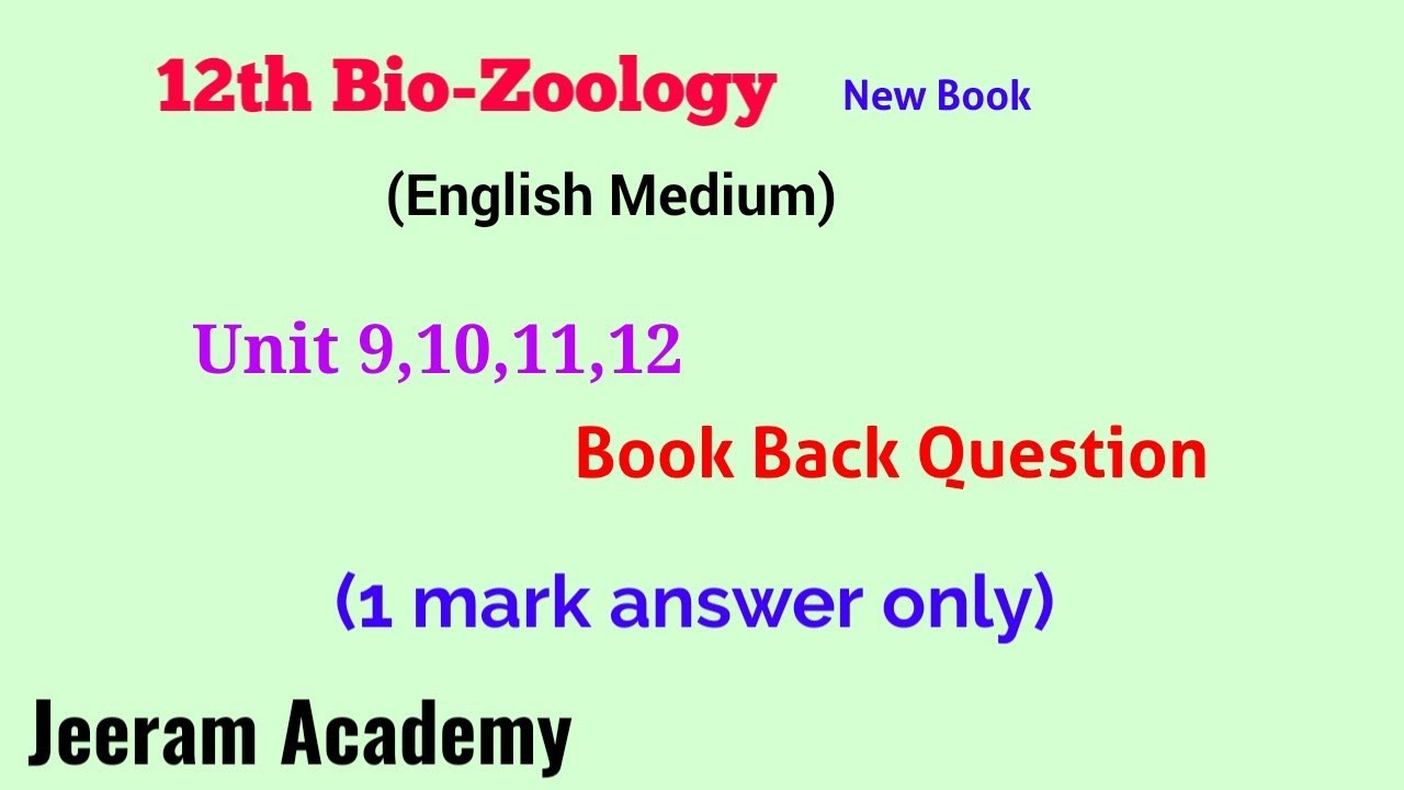 12th Biology Zoology New Book Unit 9,10,11,12 English Medium Book Back ...