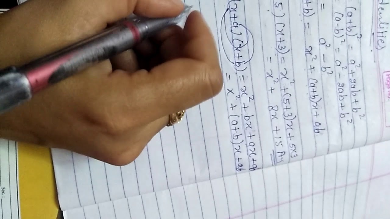Expansion using algebraic identity (x+a)(x+b)=x²+(a+b)x+ab - YouTube