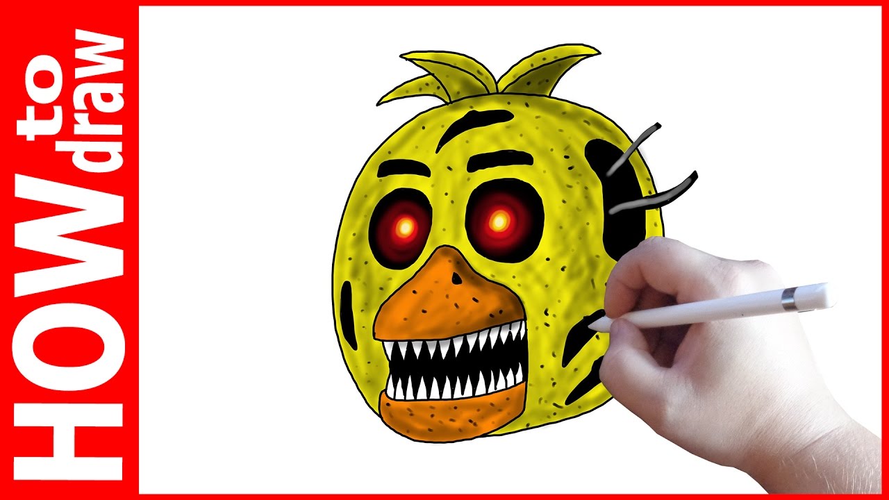 How to draw Nightmare Chica, FNAF, Как нарисовать Кошмарную Чику - YouTube