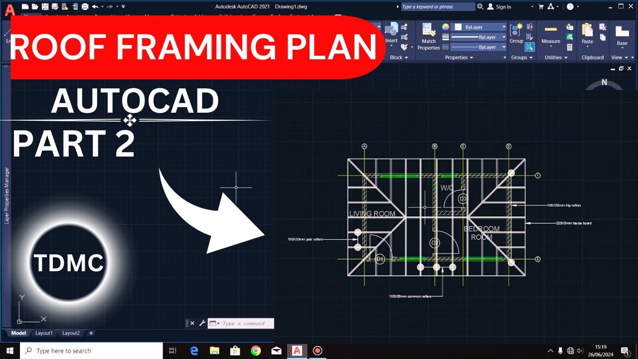 "How to Draw a Roof Framing Plan in AutoCAD" Part 2 - YouTube