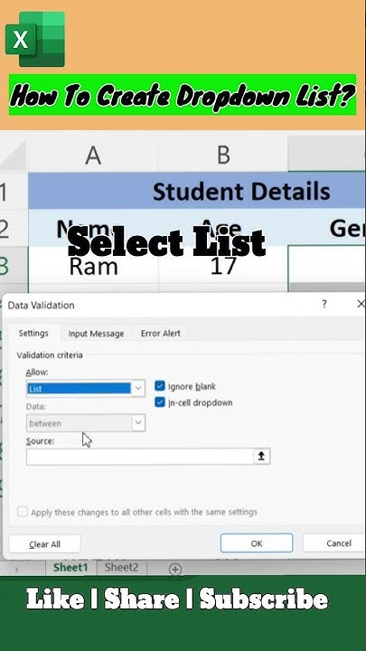 How to make dropdown list in Ms Excel? | Excel tips #shorts #youtubeshorts #exceltips - YouTube