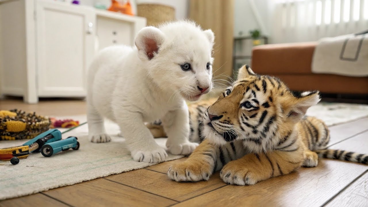 Cutest Duo | White Lion Cub With Tiger Cub ️ - YouTube