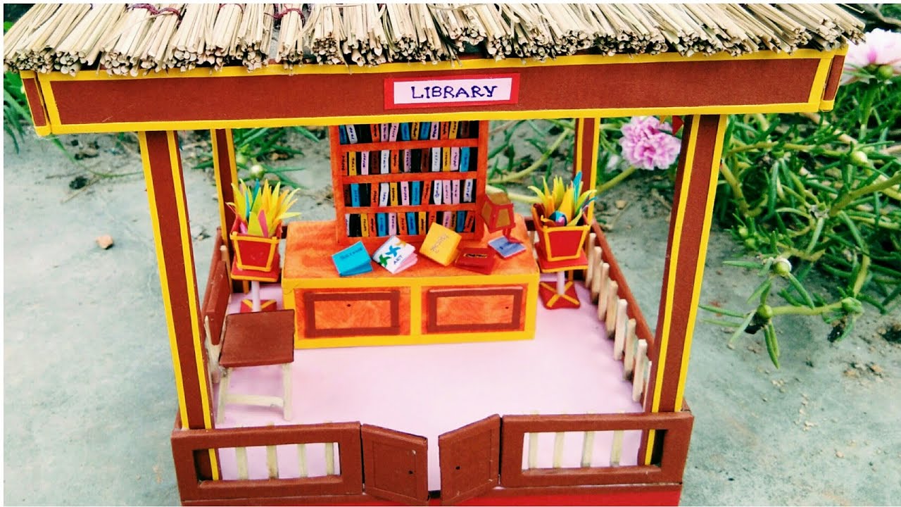 #DIY/How to make"Library House"(craft)with cardboard & paper - YouTube