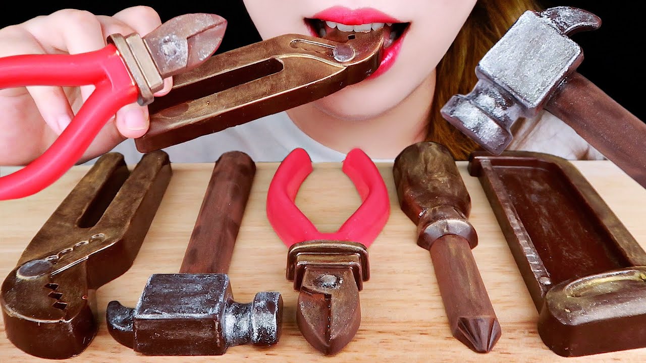 ASMR EDIBLE TOOLS *HAMMER, DRIVER, PLIERS, NIPPER, SAW 먹는 공구 먹방 ...