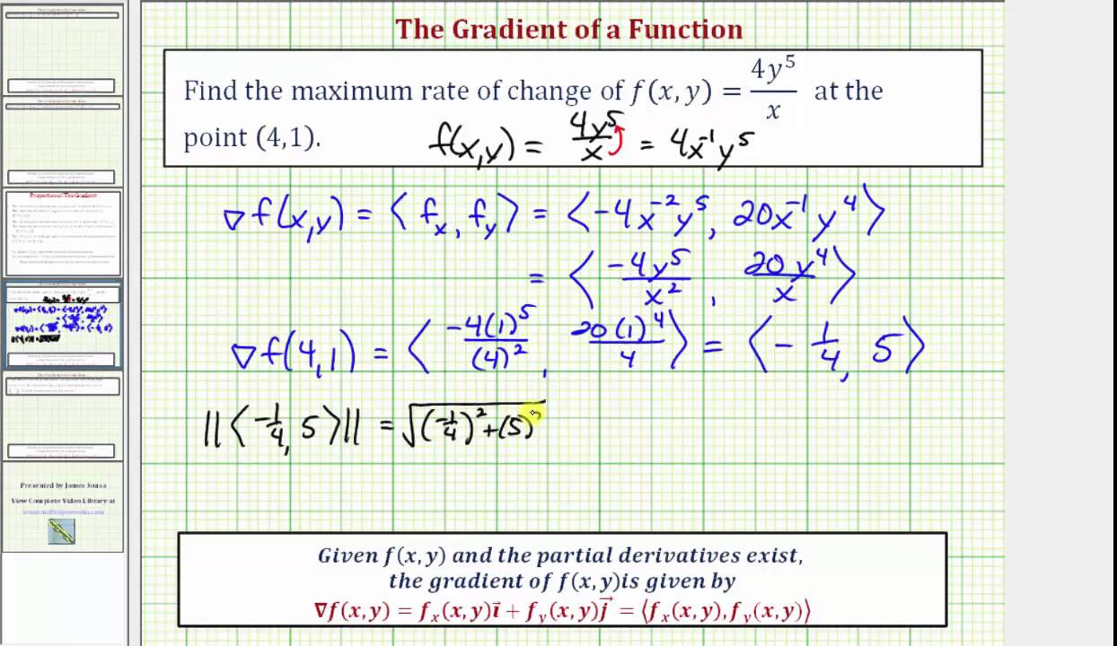 Ex Use The Gradient To Find The Maximum Rate Of Increase Of F x y 4y