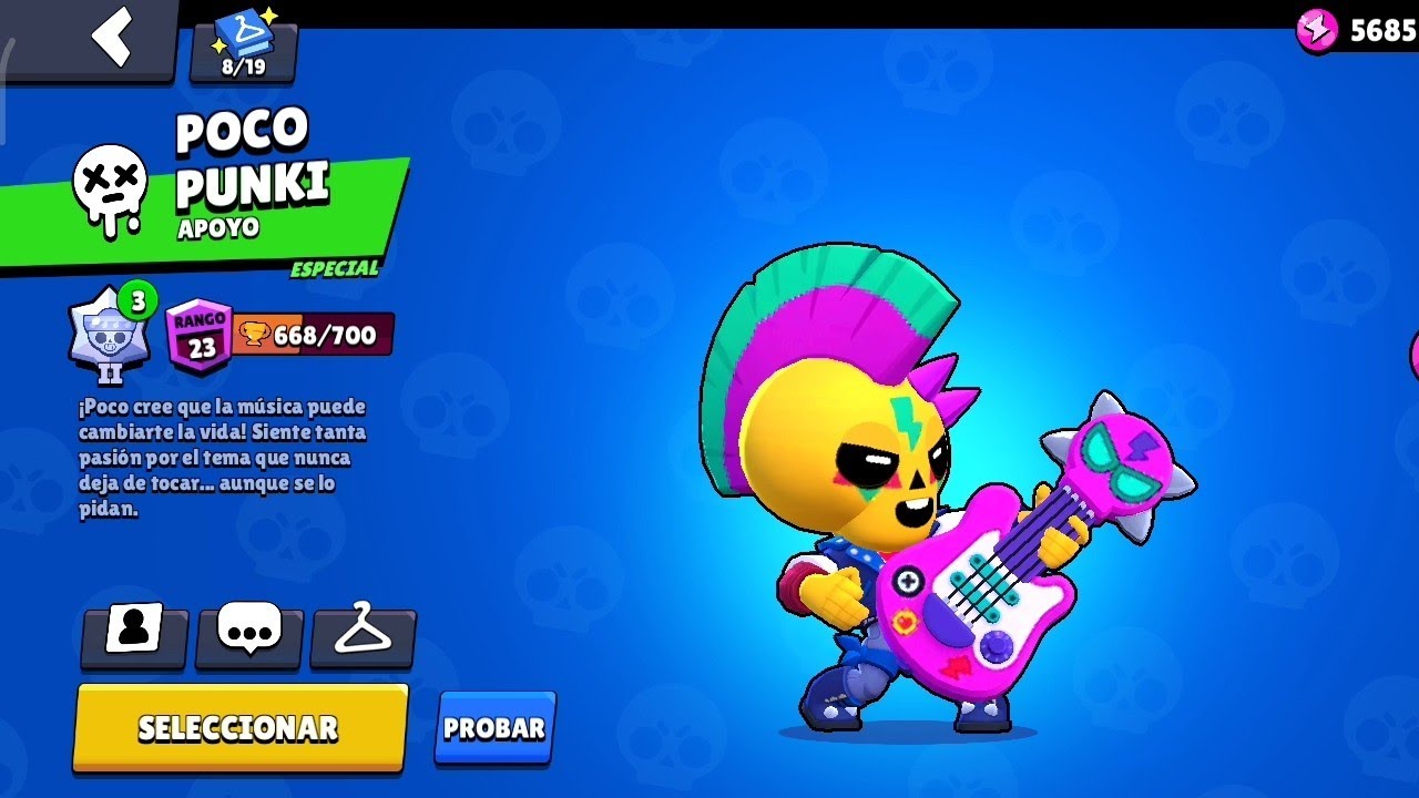 Jugando unas partidas con Poco con la Skin Punki /Brawl Stars (Doble ...