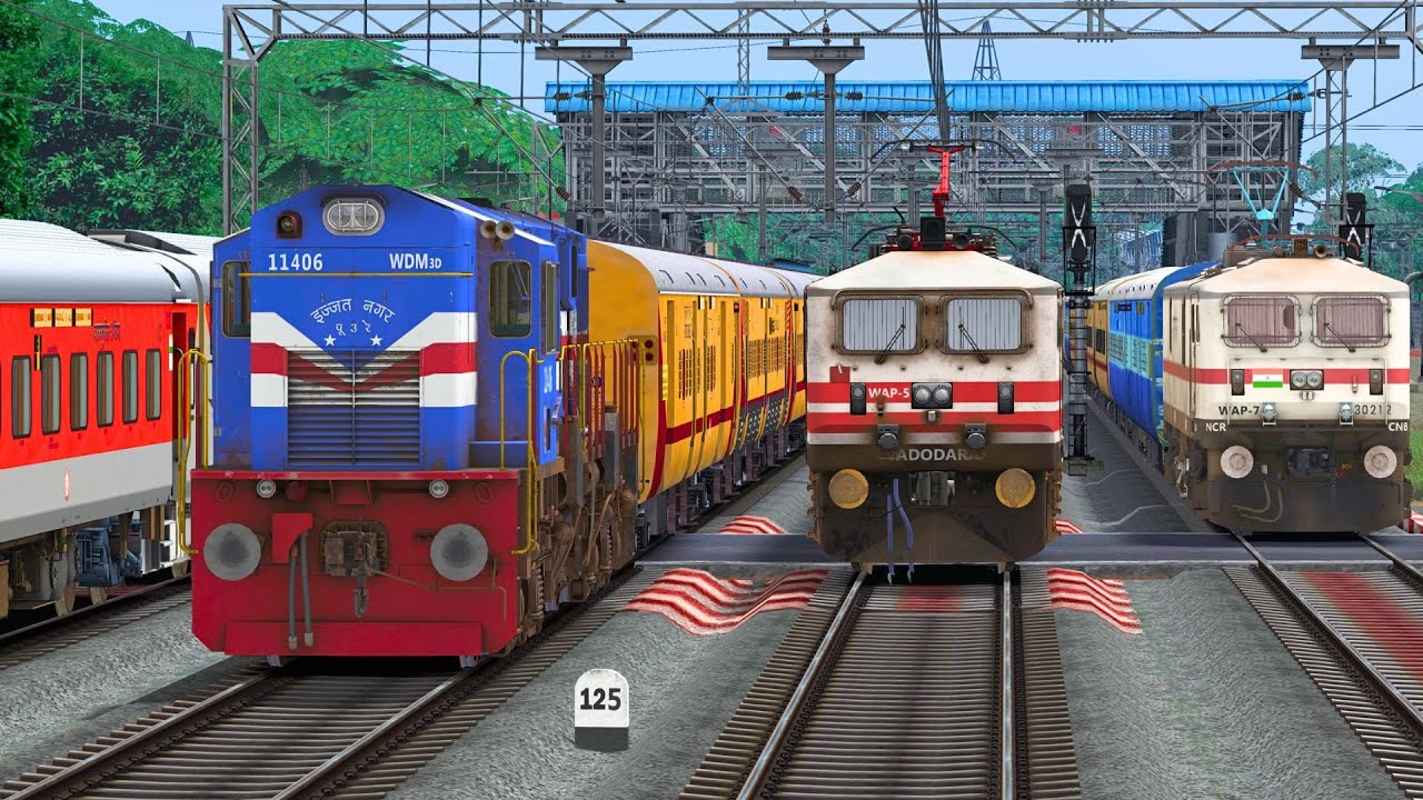 TRAIN OVERTAKE IN LOOP LINE | BUMPY RAILROAD | Train Simulator ...