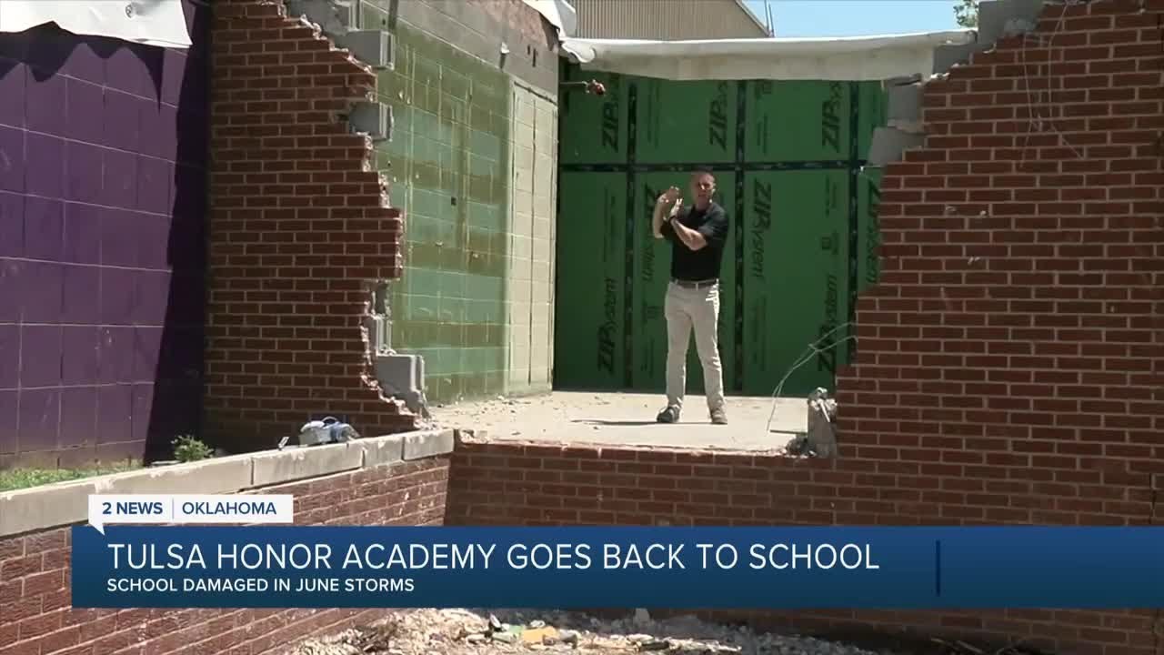 Tulsa Honor Academy begins school despite storm damage - YouTube